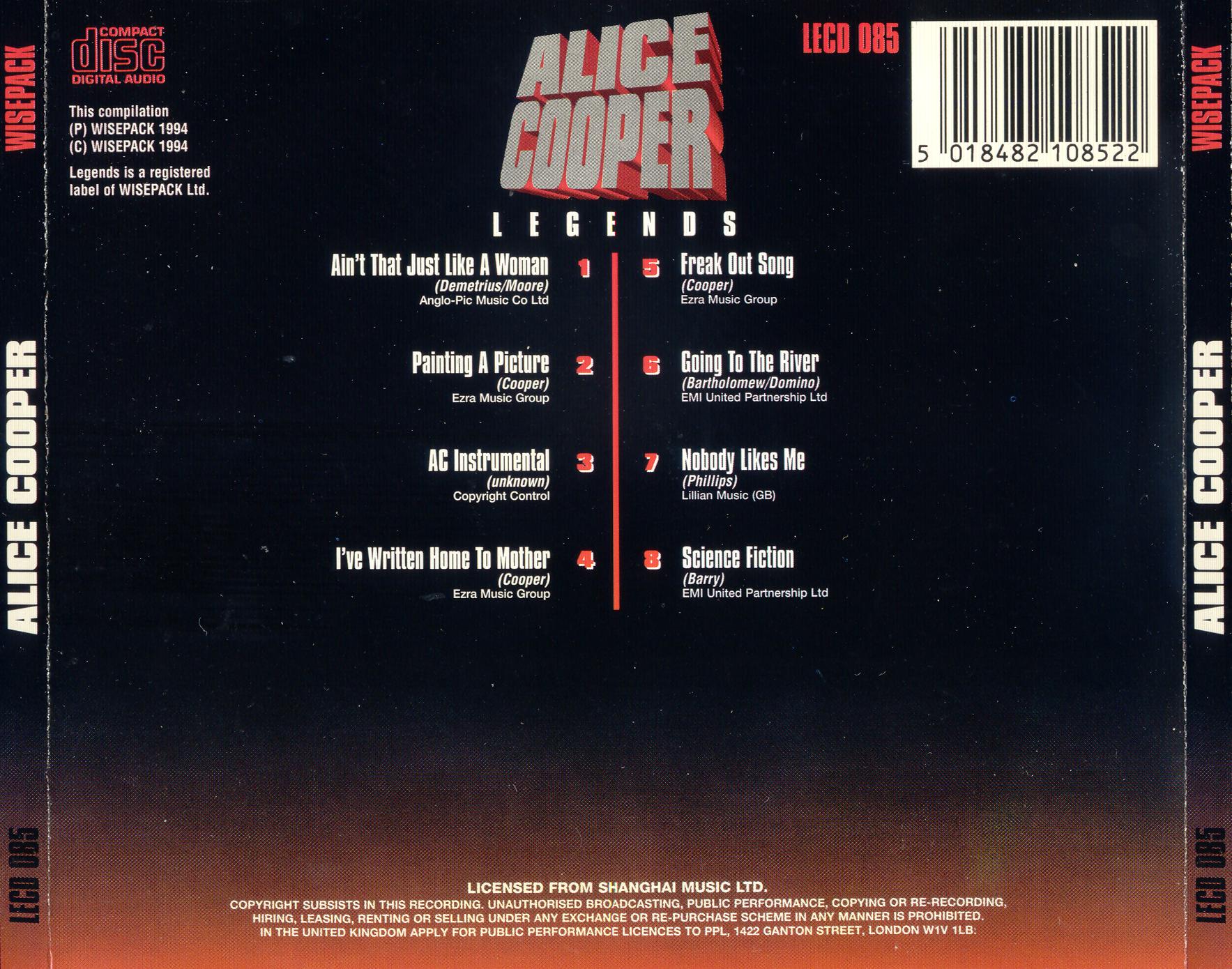 Alice Cooper Legends : Back | CD Covers | Cover Century | Over 1.000. ...